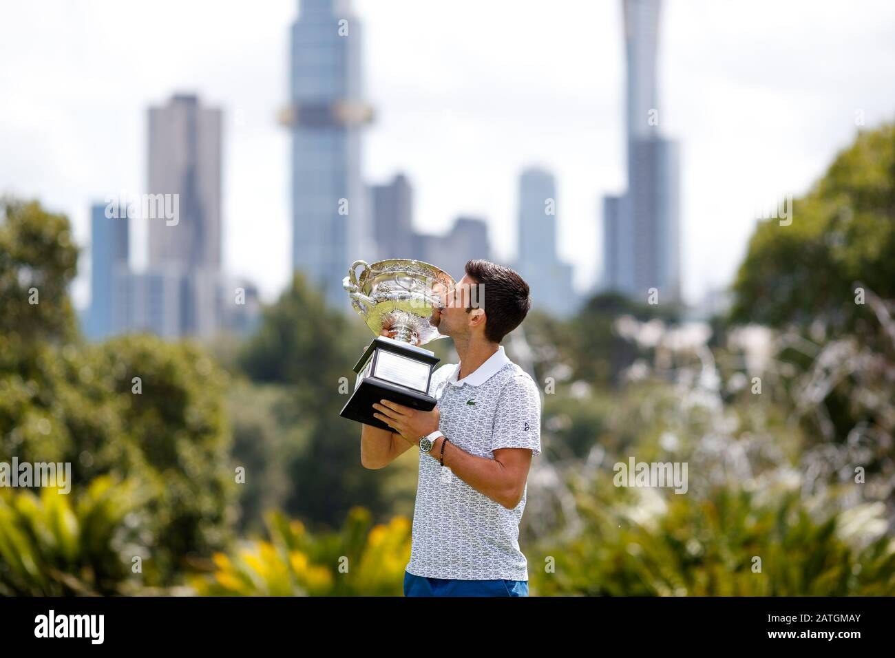 NOVAK DJOKOVIC (SRB) during a trophy photoshoot at the Royal Botanical ...