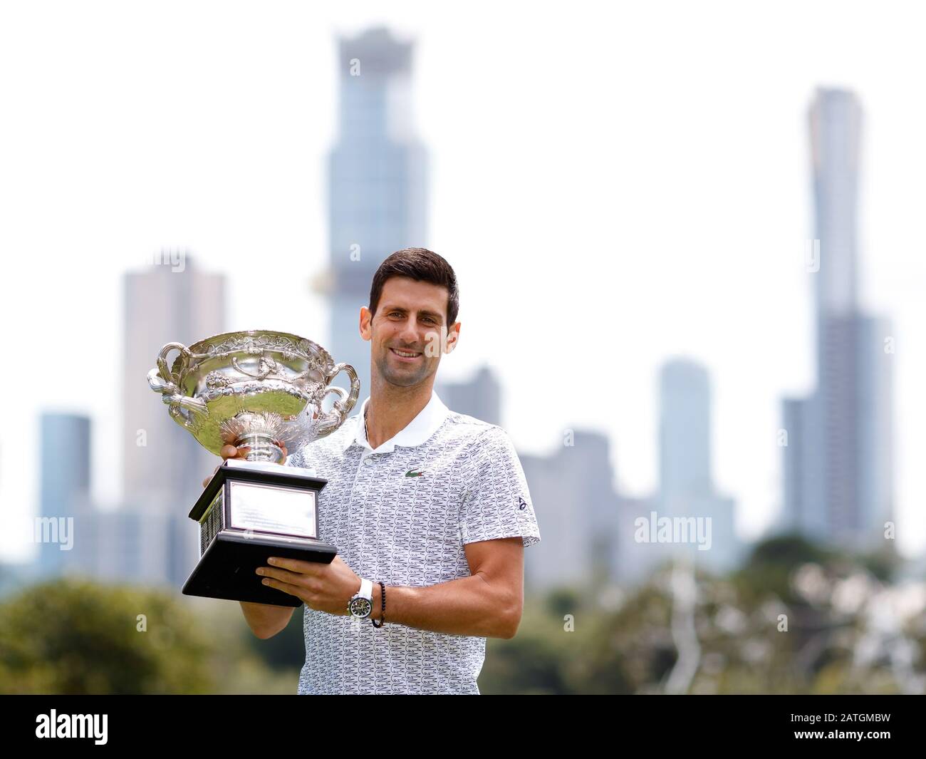 NOVAK DJOKOVIC (SRB) during a trophy photoshoot at the Royal Botanical ...
