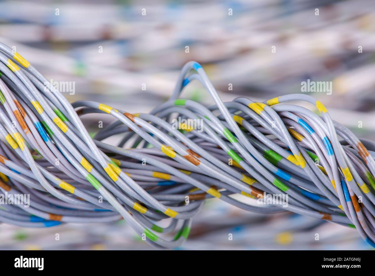 Swirl of electrical computer cable close-up Stock Photo - Alamy