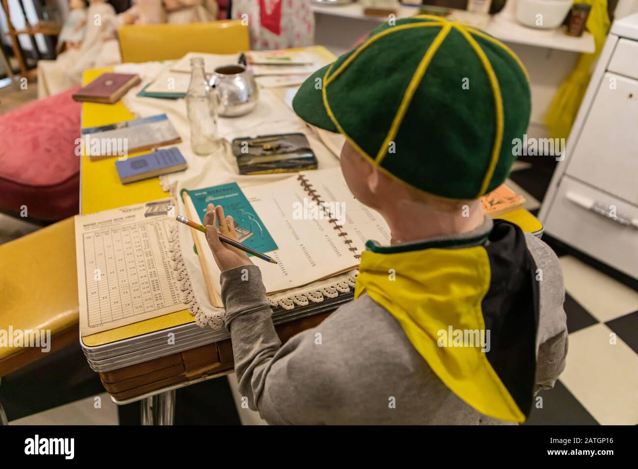 Close-up view of an accountant mannequin. A wax figure of accountant ...