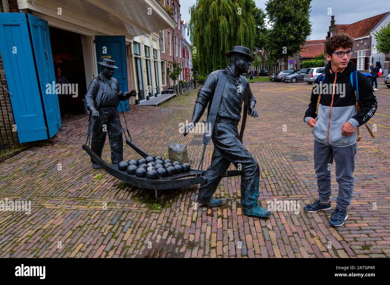 Edam, Netherlands, August 2019. The square where the characteristic ...