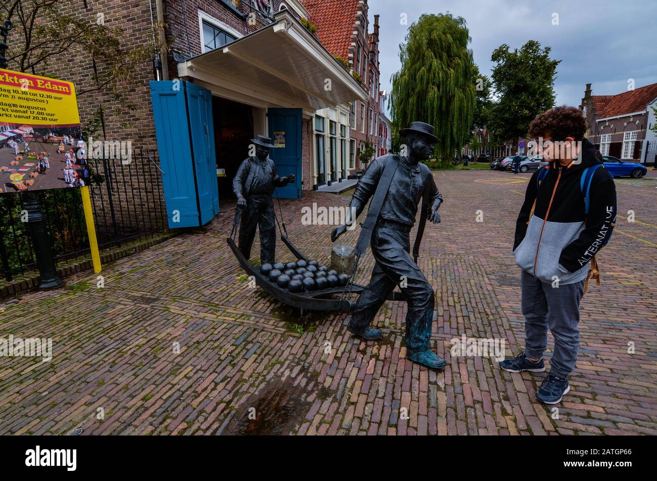 Edam, Netherlands, August 2019. The square where the characteristic ...