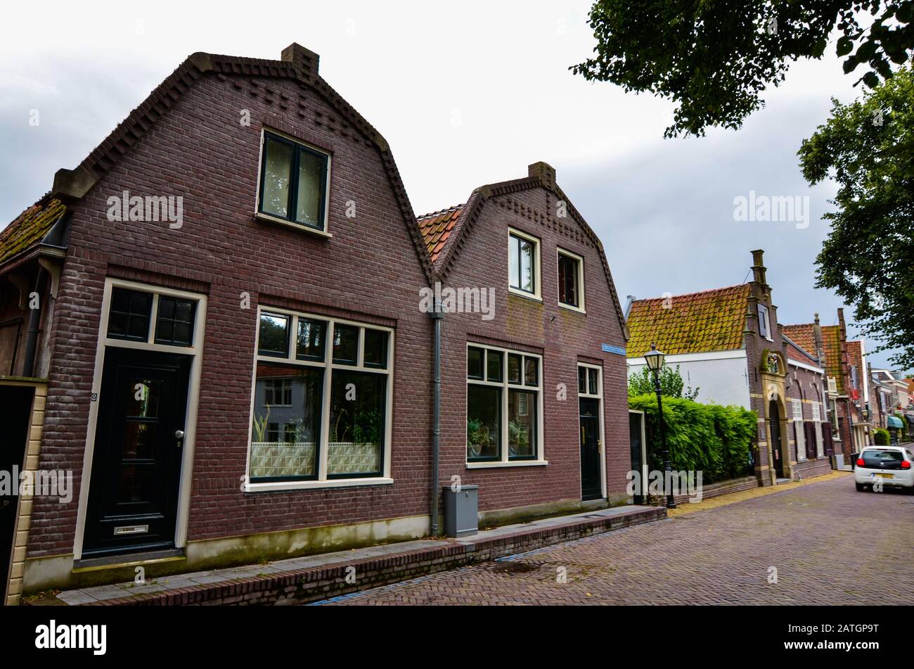 Edam, the Netherlands, August 2019. The architecture of the Edam lodges ...
