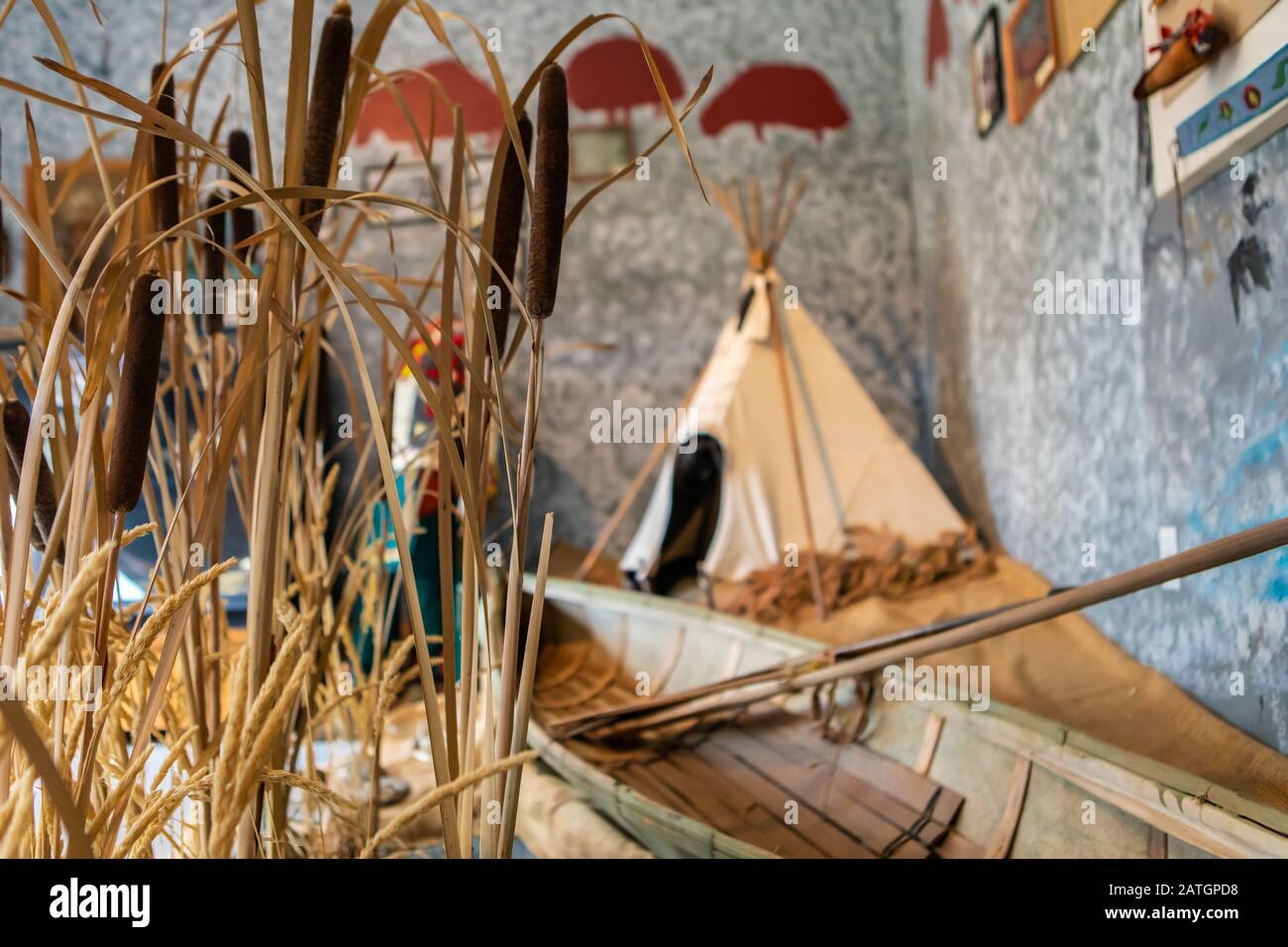 Illustration of native american indians lifestyle in the museum ...