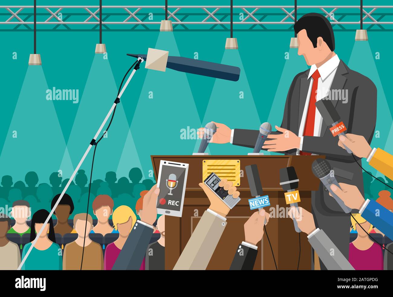 News reporter crowd Stock Vector Images - Alamy