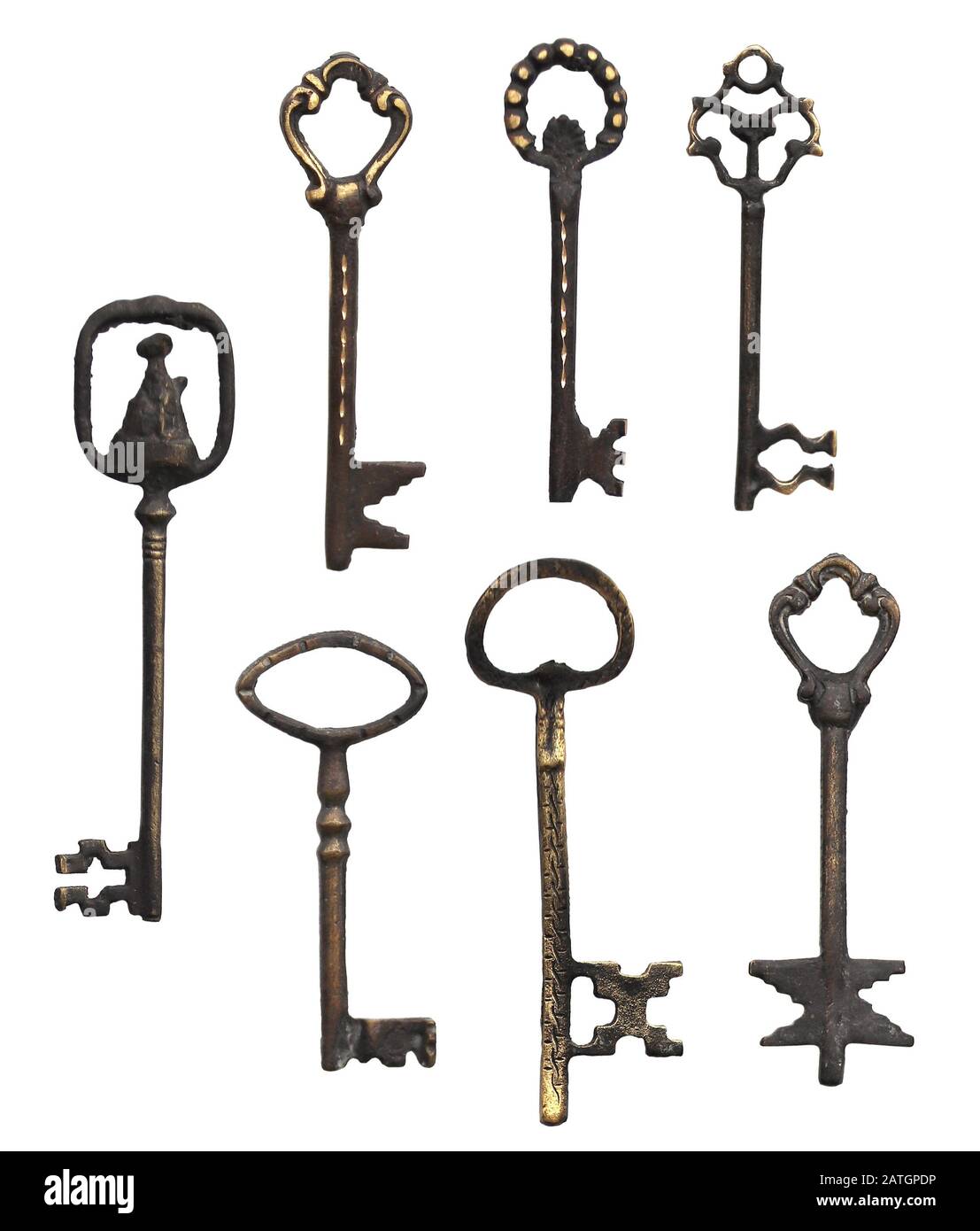 Set of vintage keys. Objects isolated on white background Stock Photo ...