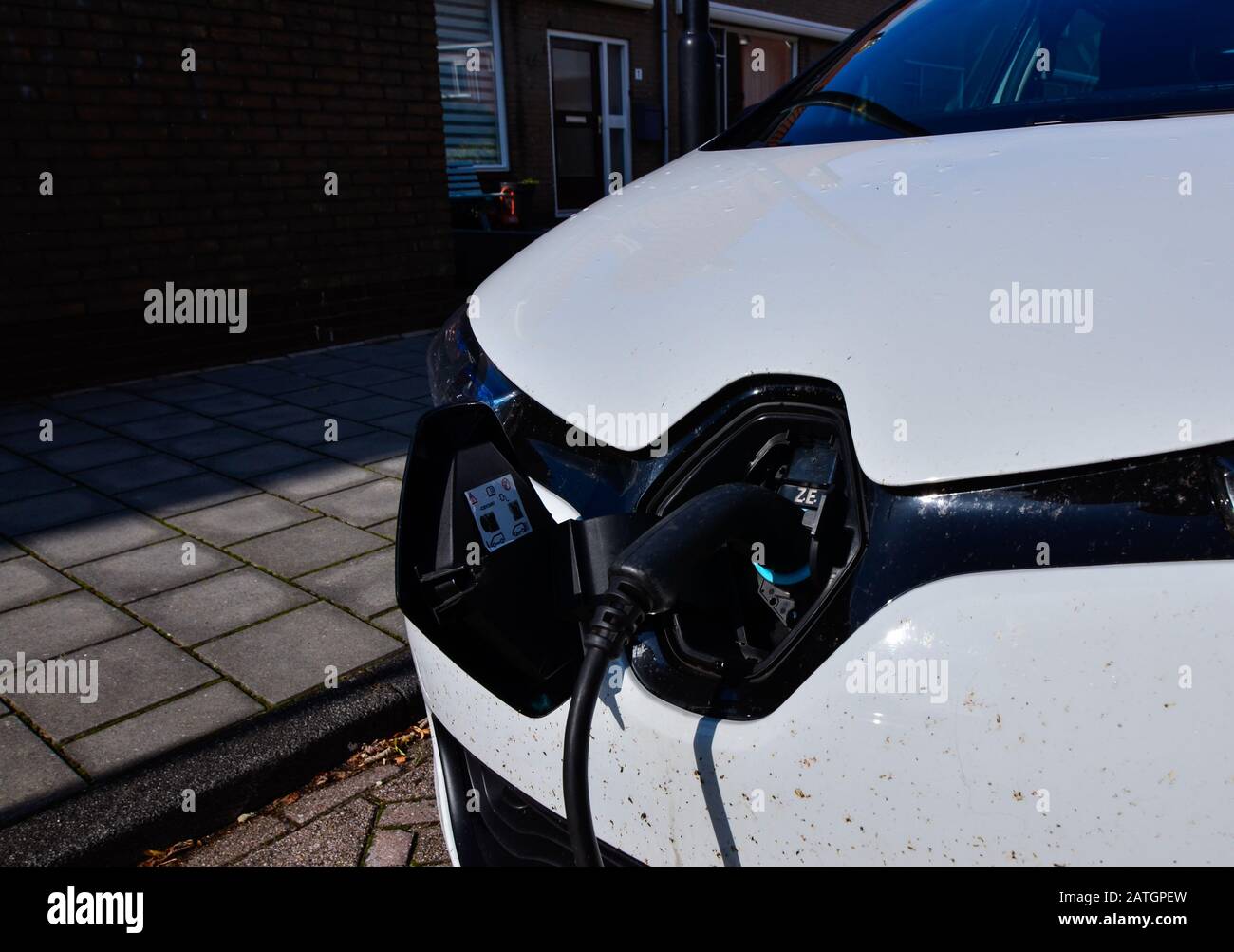 Edam, the Netherlands, August 2019. A Renault Zoe connected to the ...