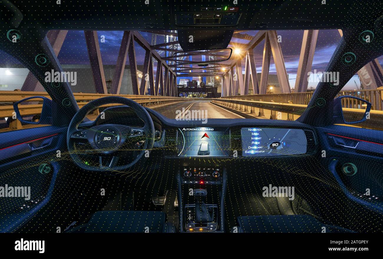 vision of sound waves emitted by a modern car audio system Stock Photo ...