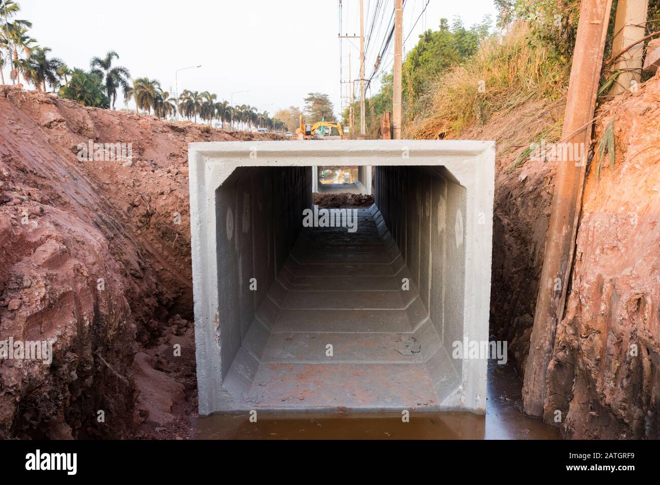 Large size square concrete manholes are installed at construction site ...