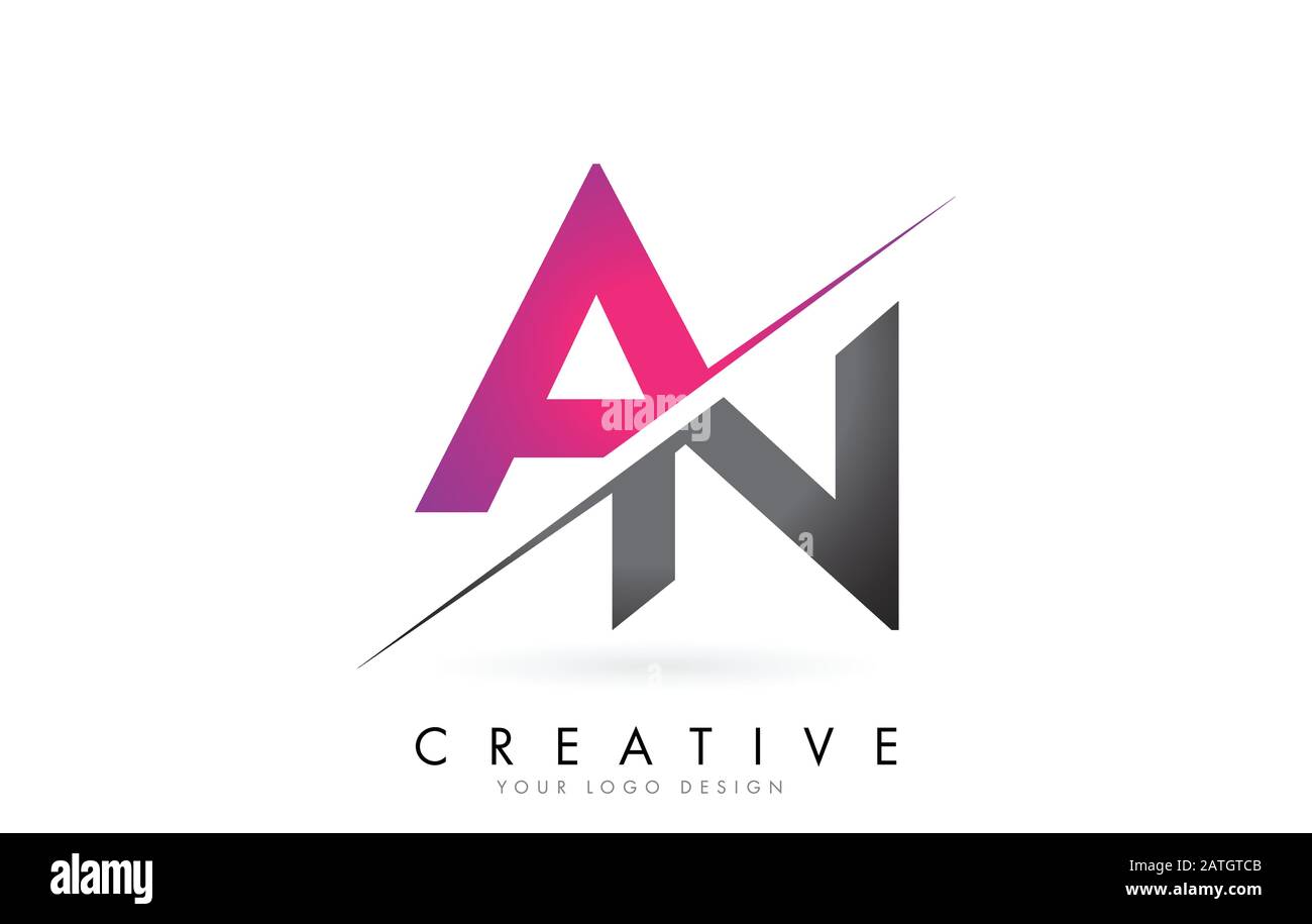 AN A N Letter Logo with Colorblock Design and Creative Cut. Creative ...