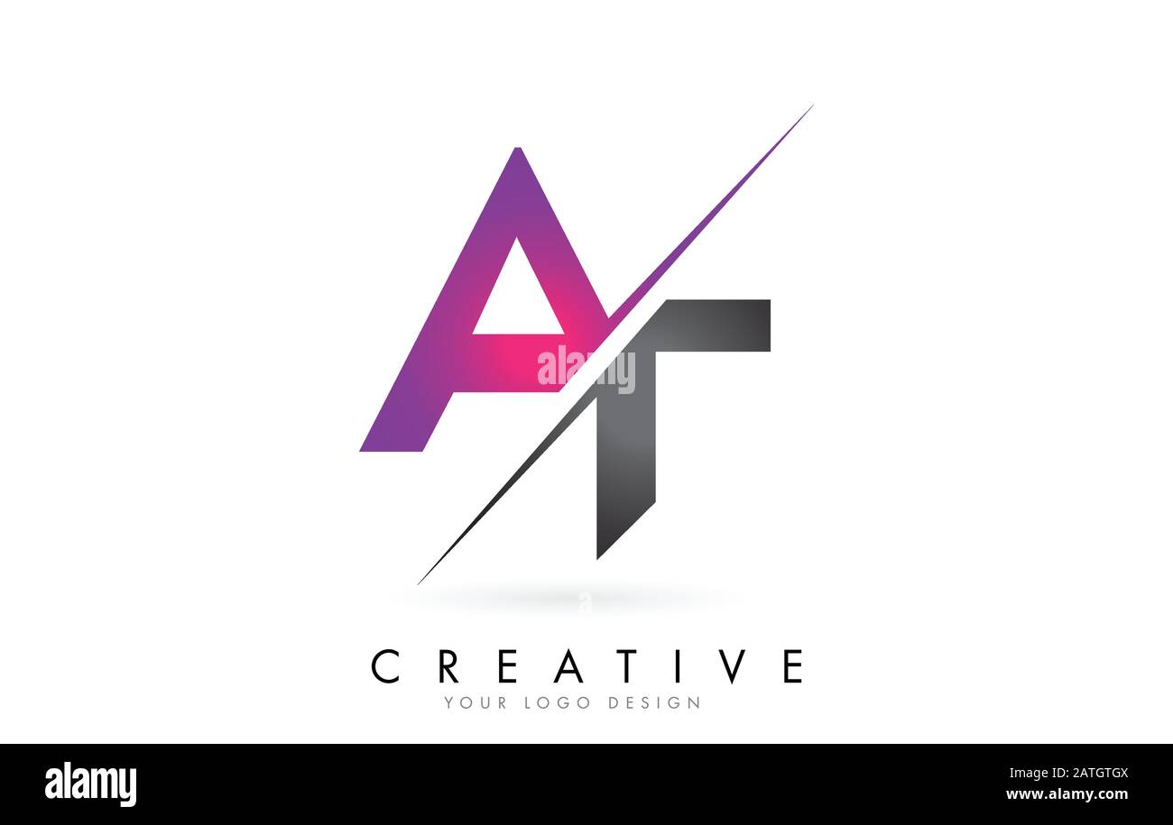 AT A T Letter Logo with Colorblock Design and Creative Cut. Creative ...