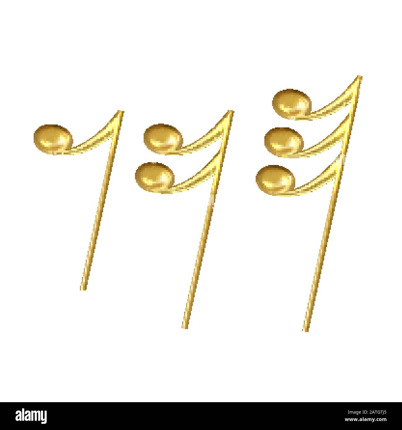 Musical Note Symbols In Golden Color Set Vector Stock Vector Image ...