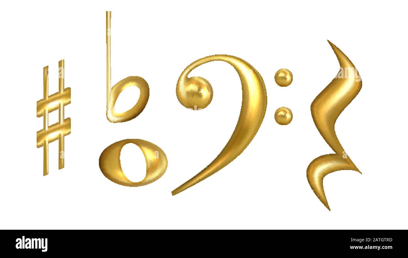 Clefs Musical Symbols In Golden Color Set Vector Stock Vector Image ...