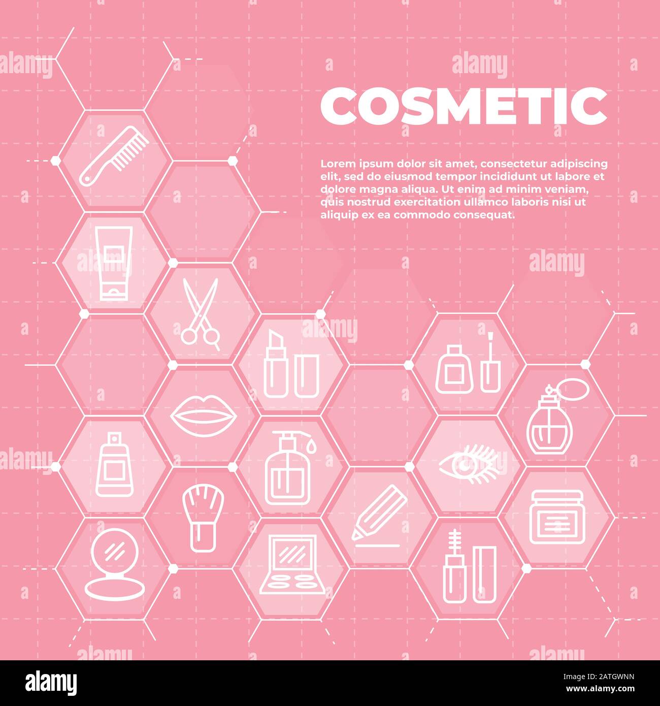 Cosmetic pink background with icons and signs Stock Vector Image & Art ...