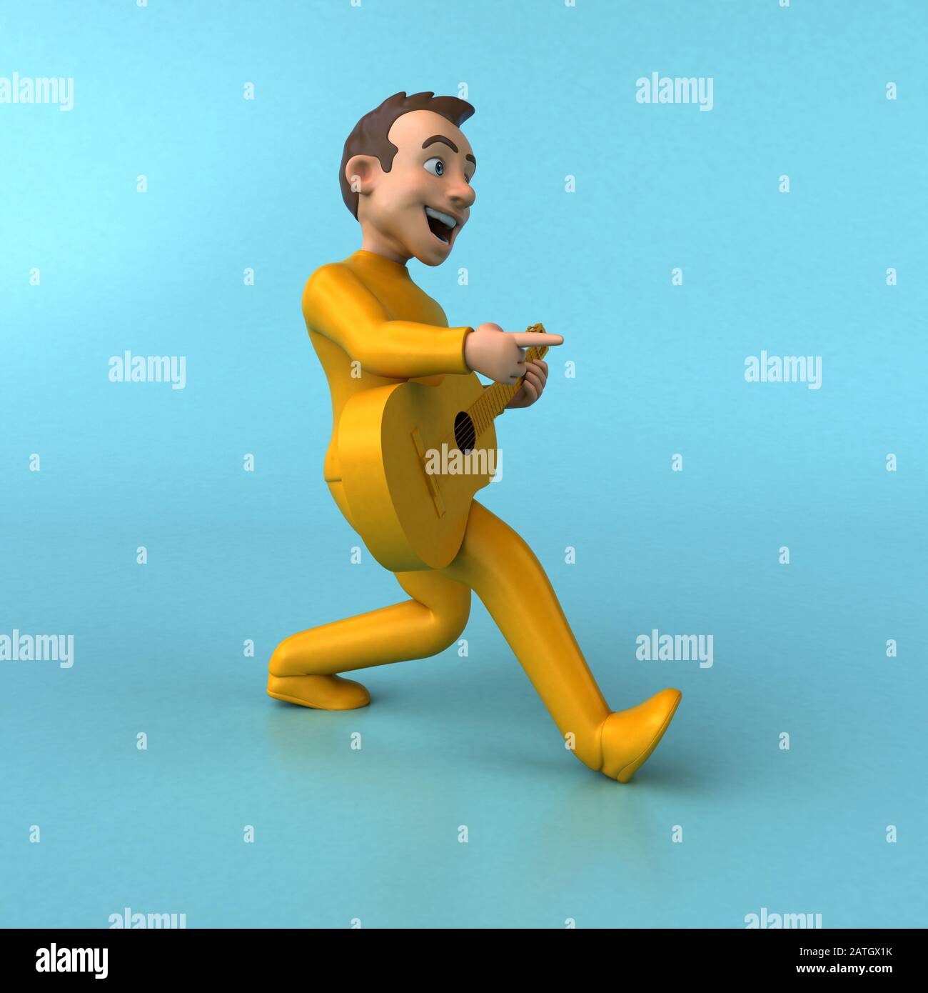Fun 3D cartoon yellow character Stock Photo - Alamy
