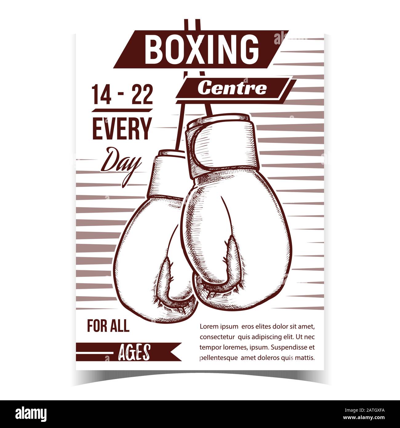Boxing Sportive Centre Advertising Poster Vector Stock Vector Image ...