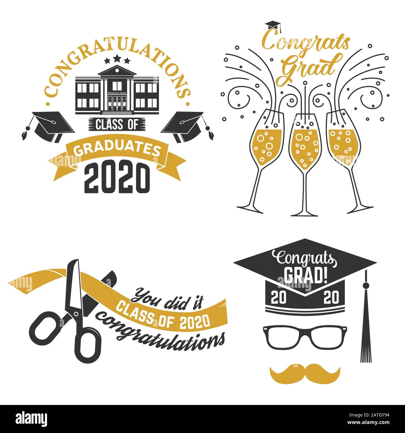 Set of Vector Class of 2020 badges. Concept for shirt, print, seal ...