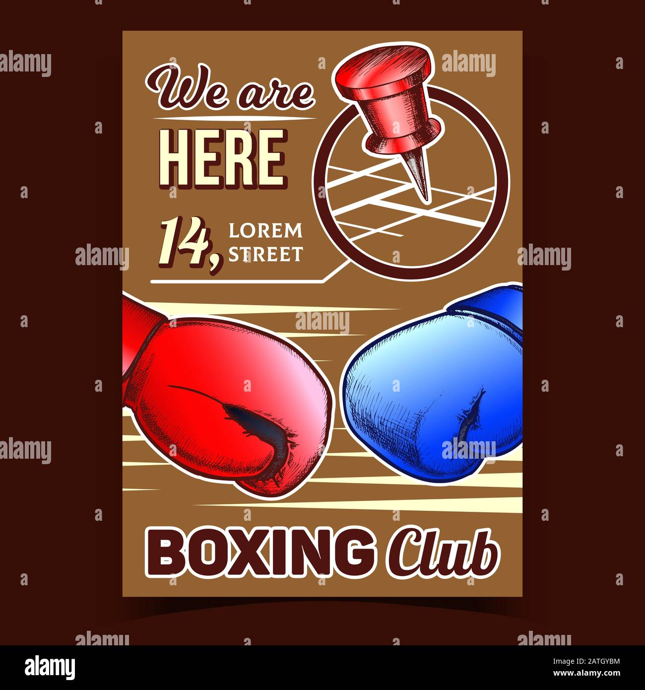 Boxing Club Map Location Advertising Poster Vector Stock Vector Image ...