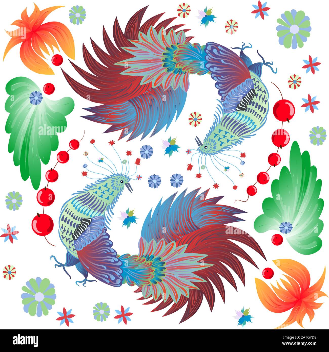 Floral ukrainian vector image. Flower in the style of Petrykivka ...