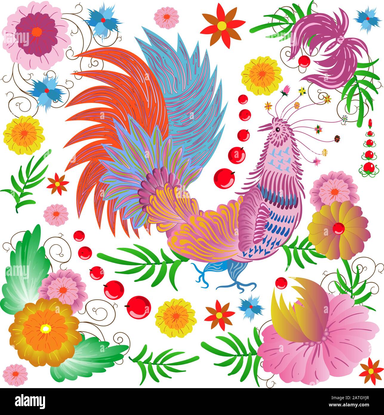 Floral ukrainian vector image. Flower in the style of Petrykivka ...