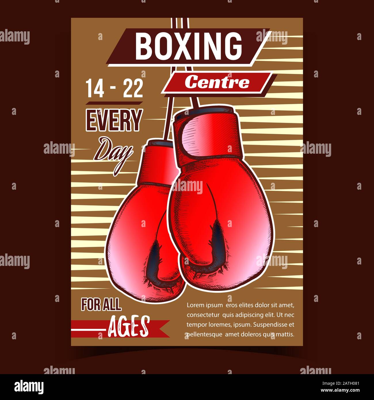 Boxing Sportive Centre Advertising Poster Vector Stock Vector Image ...