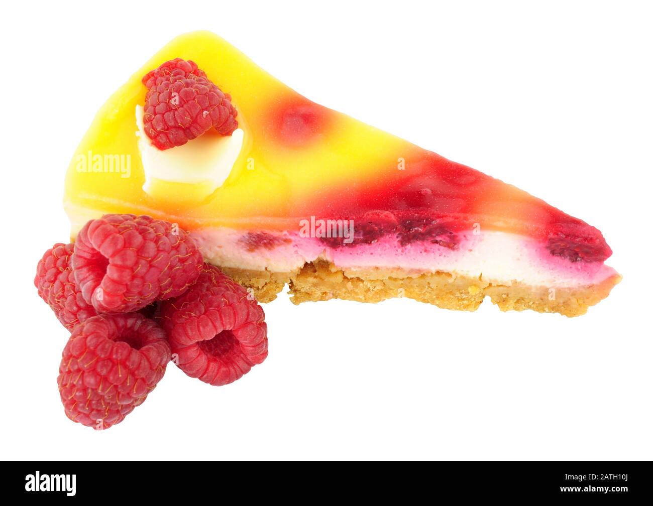 Raspberry cheesecake slice isolated on a white background Stock Photo ...