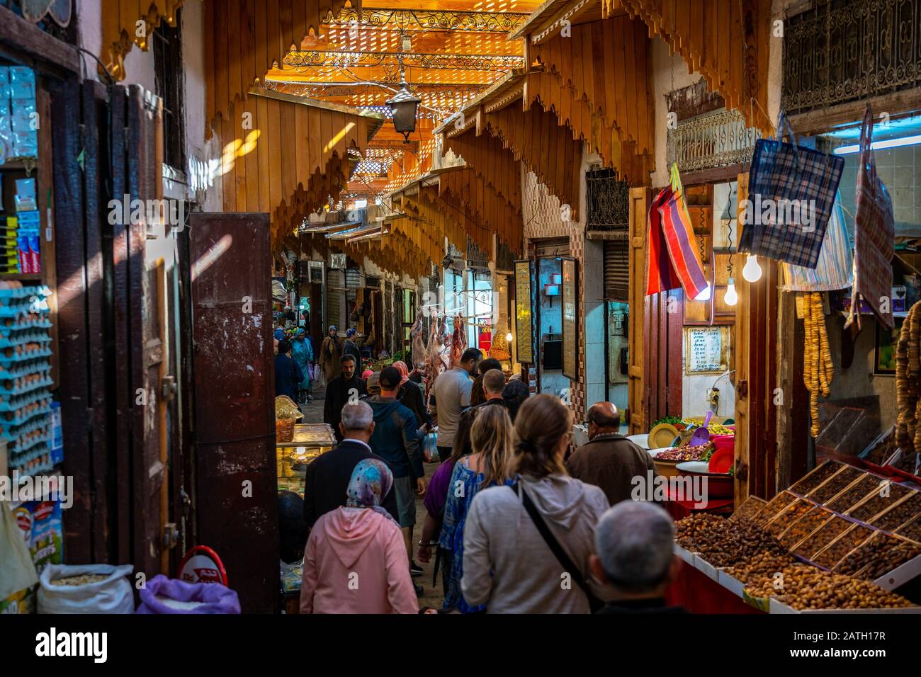 Fes, Morocco - People walking through the local market Stock Photo - Alamy