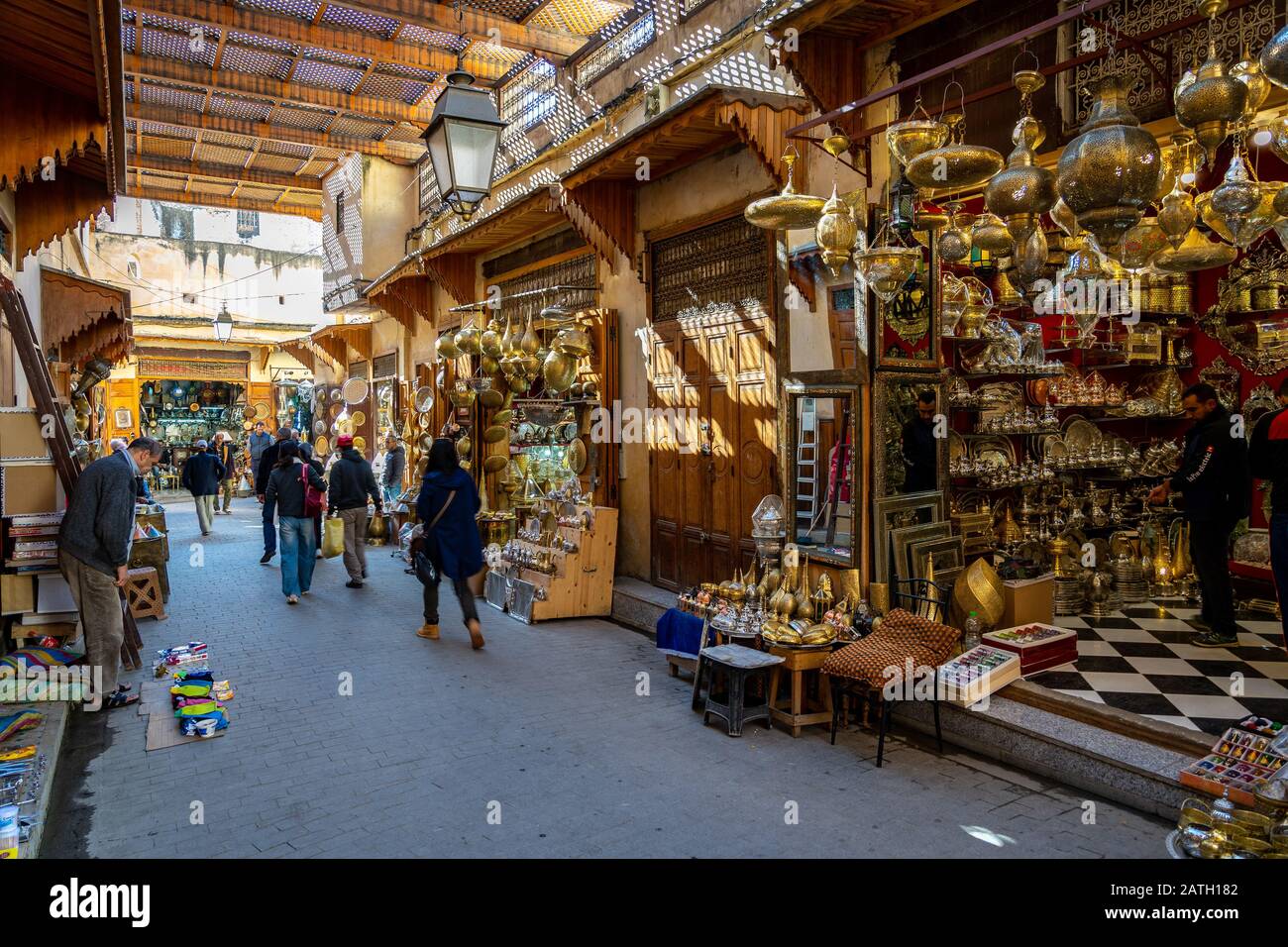 Fes, Morocco - People walking through the local market Stock Photo - Alamy