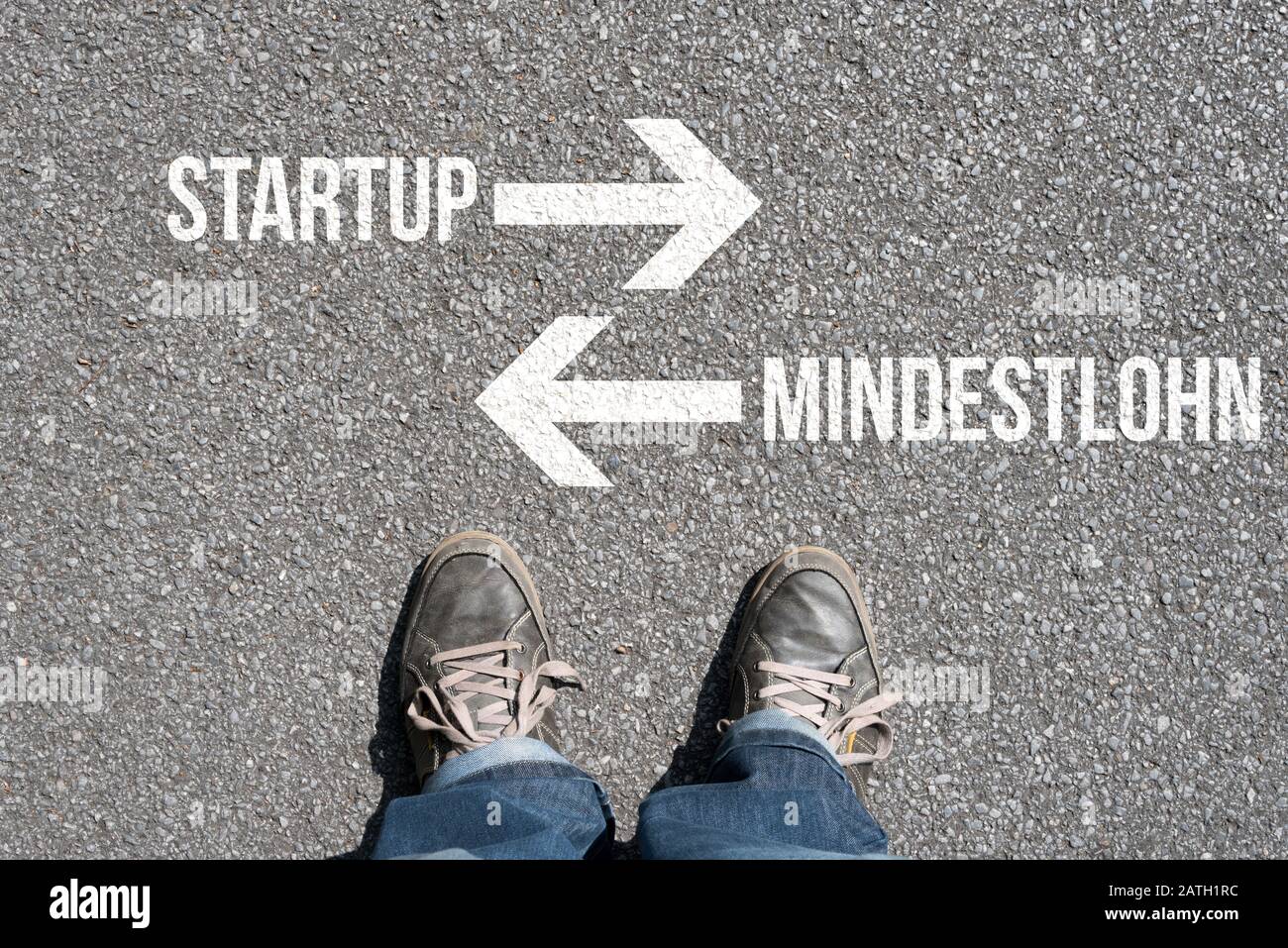 A man has a choice between minimum wage and starting a business Stock ...