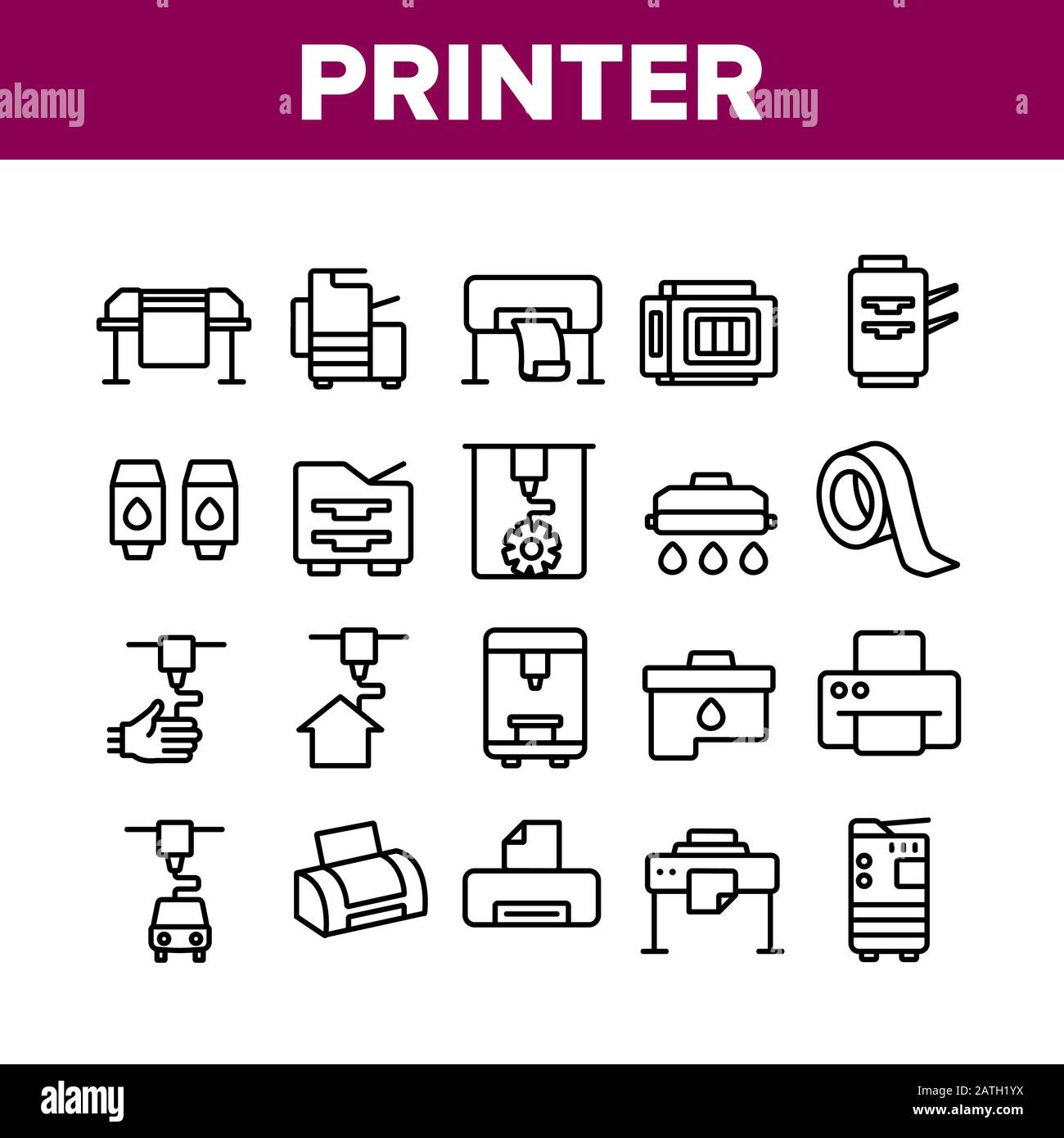 Printer Equipment Collection Icons Set Vector Stock Vector Image & Art ...