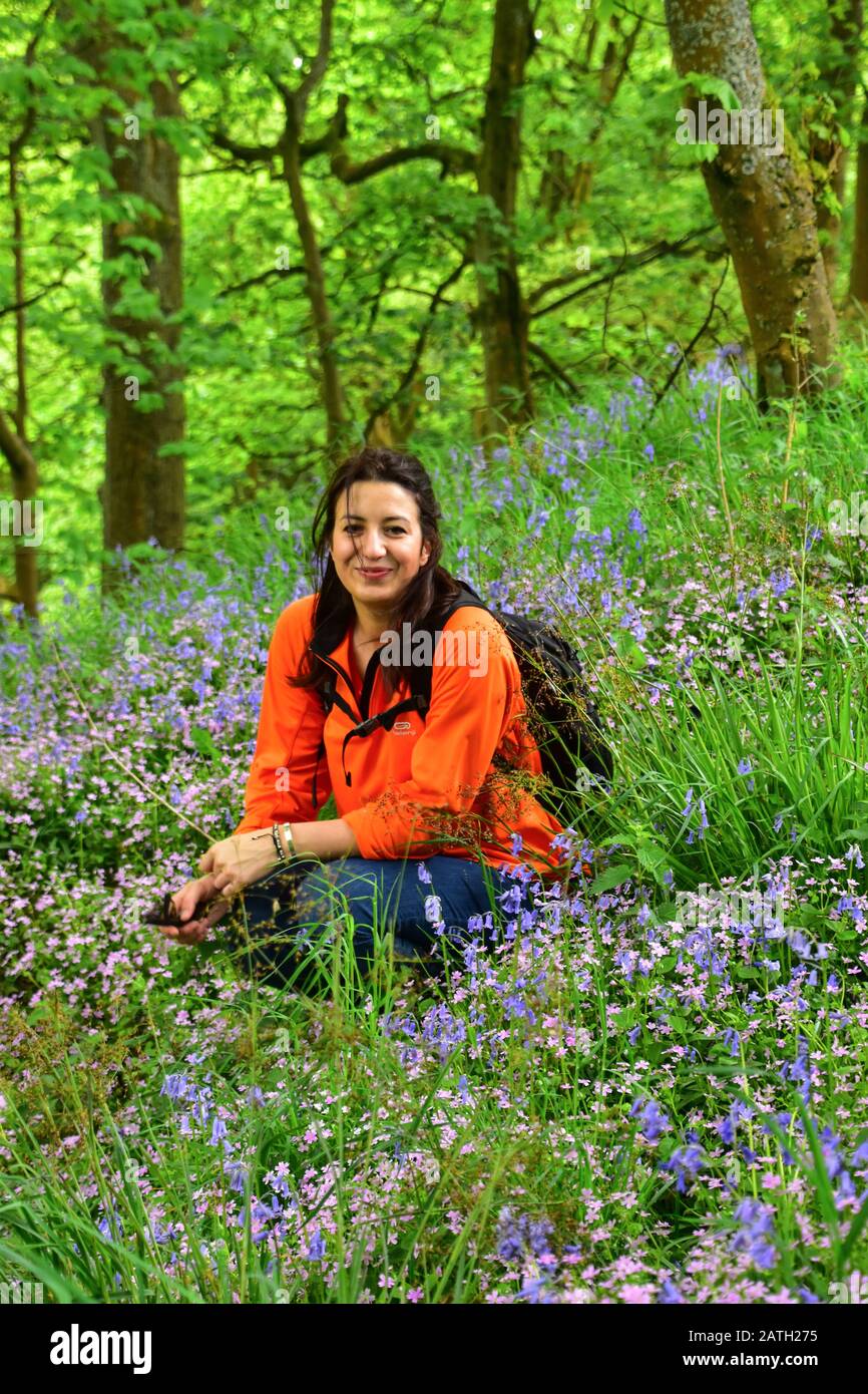 Happy in bluebell wood hi-res stock photography and images - Alamy