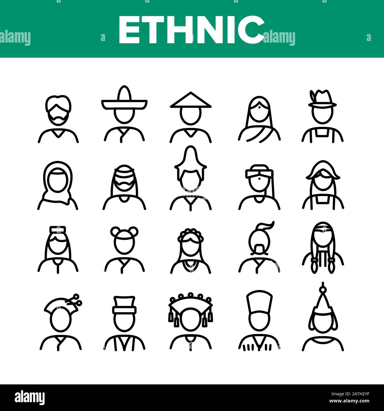 Ethnic World People Collection Icons Set Vector Stock Vector Image ...