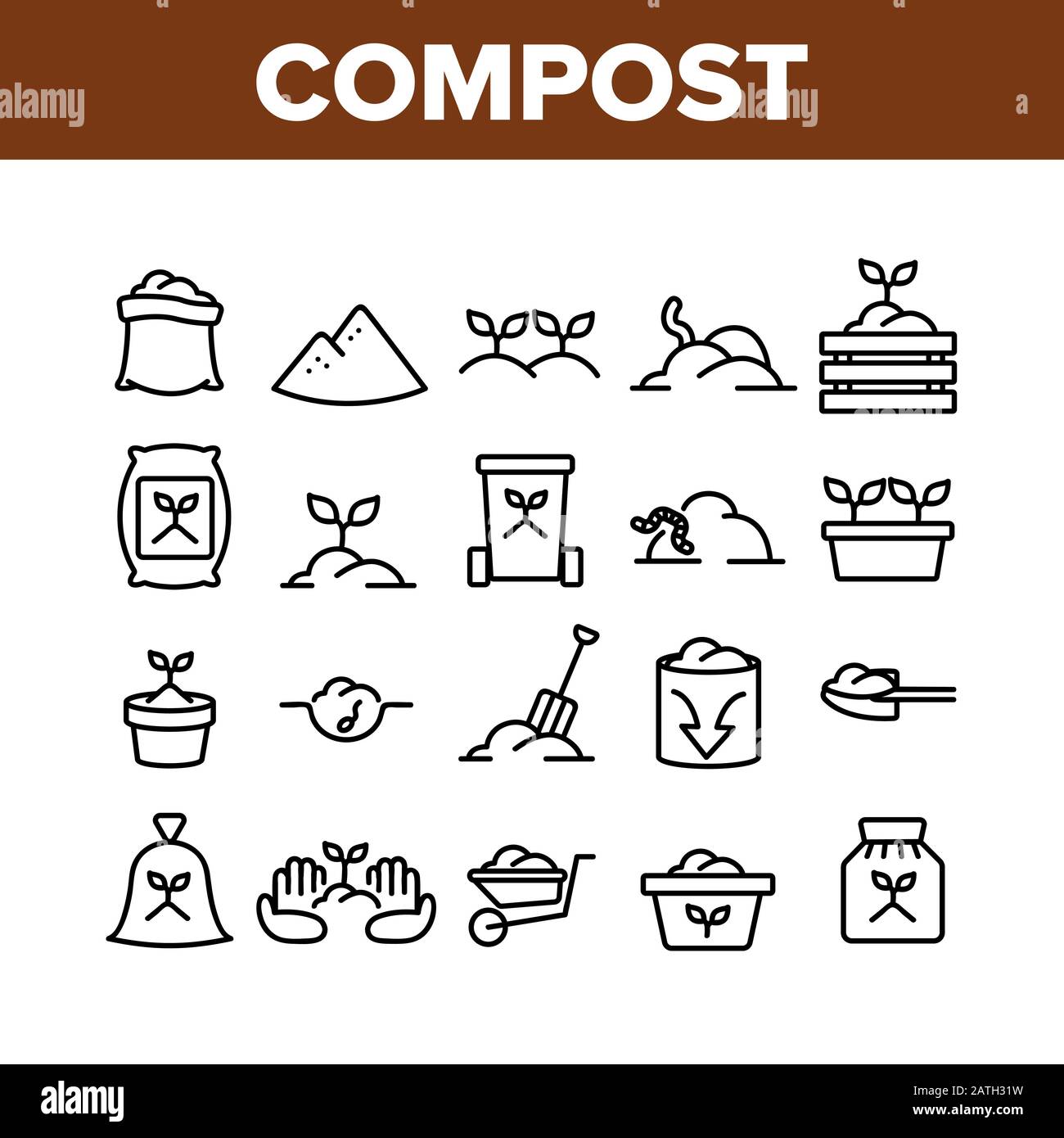 Compost Ground Soil Collection Icons Set Vector Stock Vector Image ...