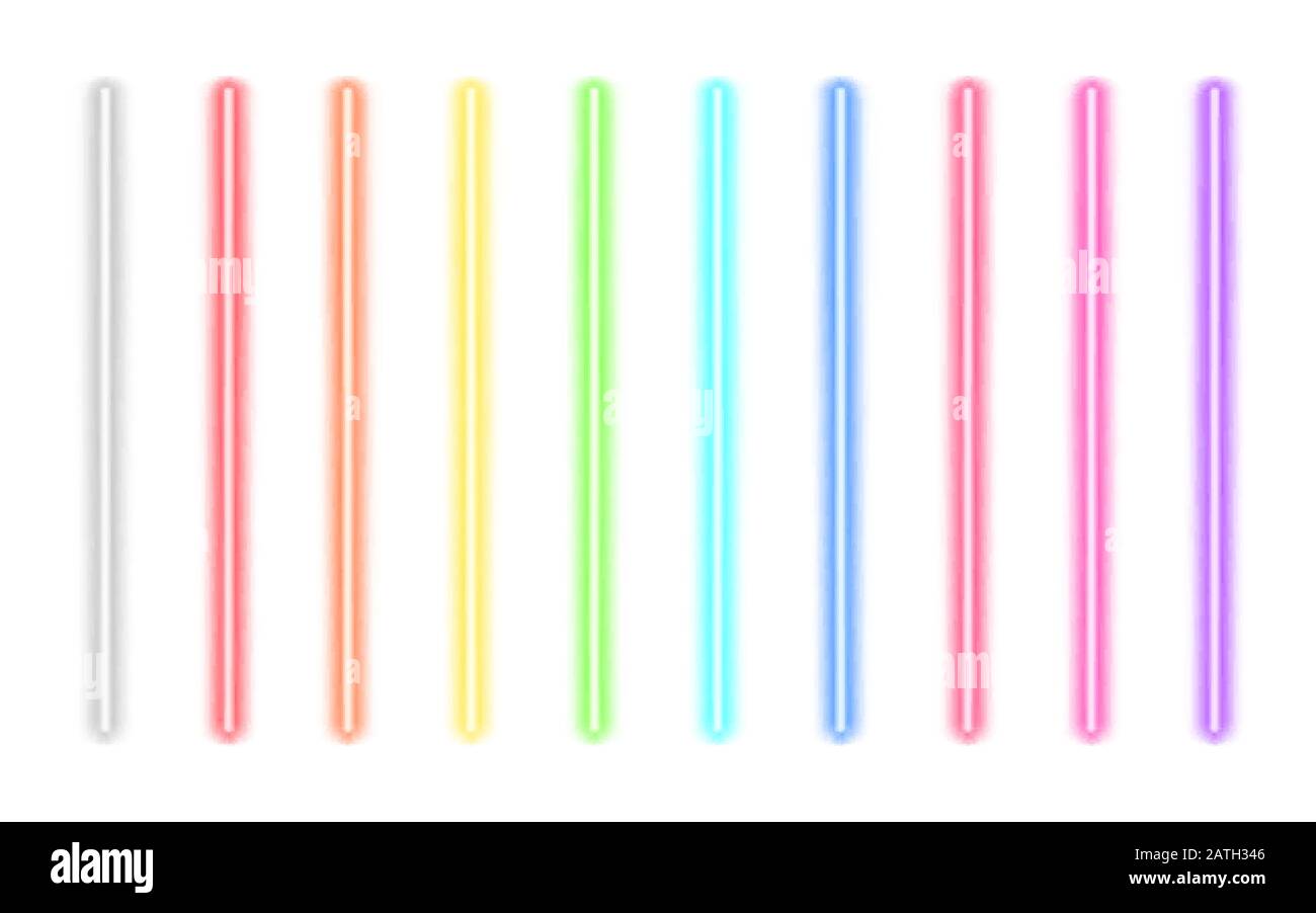 Neon glow sticks. Fluorescent laser rays. Beams of light Stock Vector ...