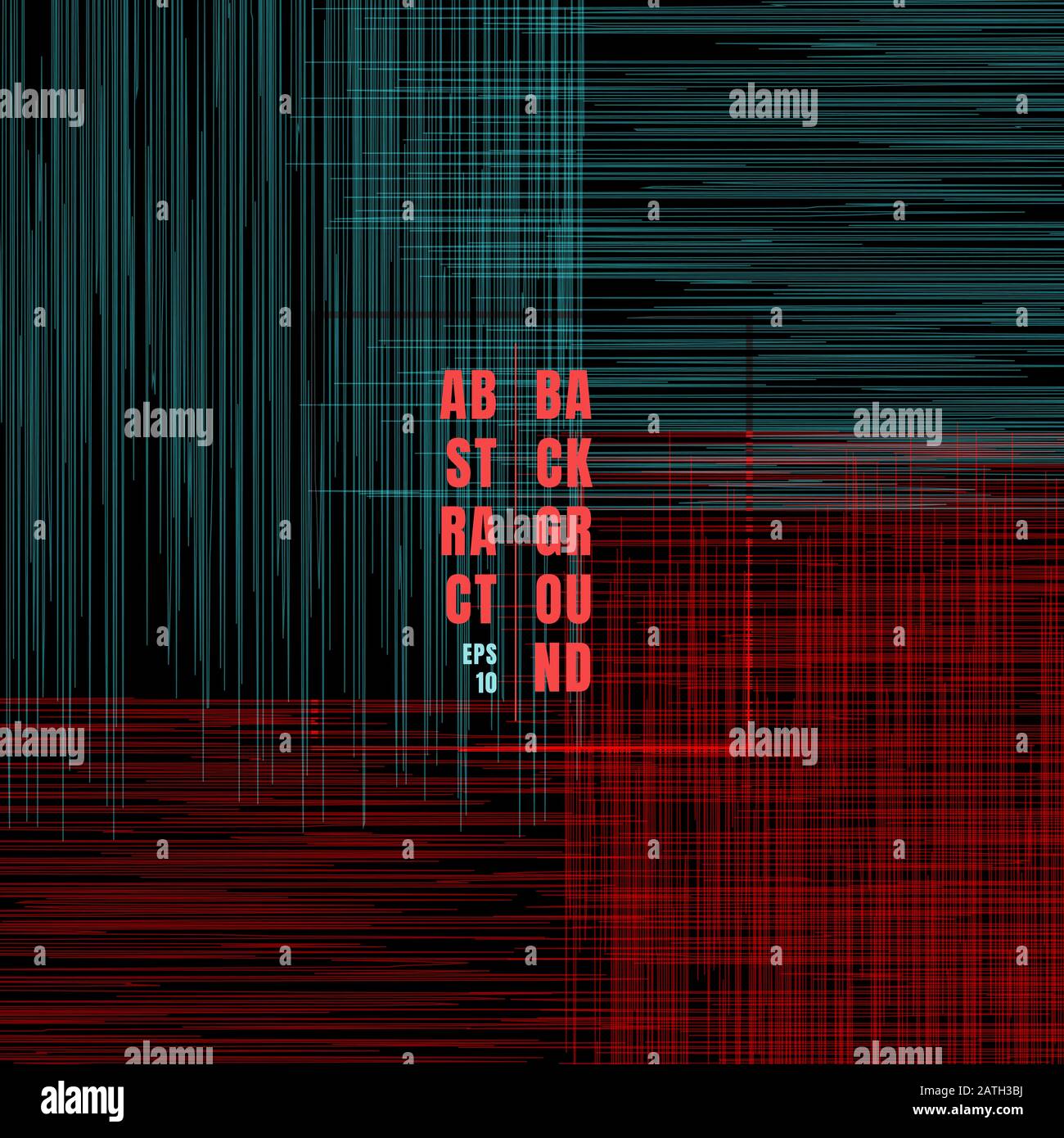 Abstract grunge pattern blue and red scratch lines on black background ...