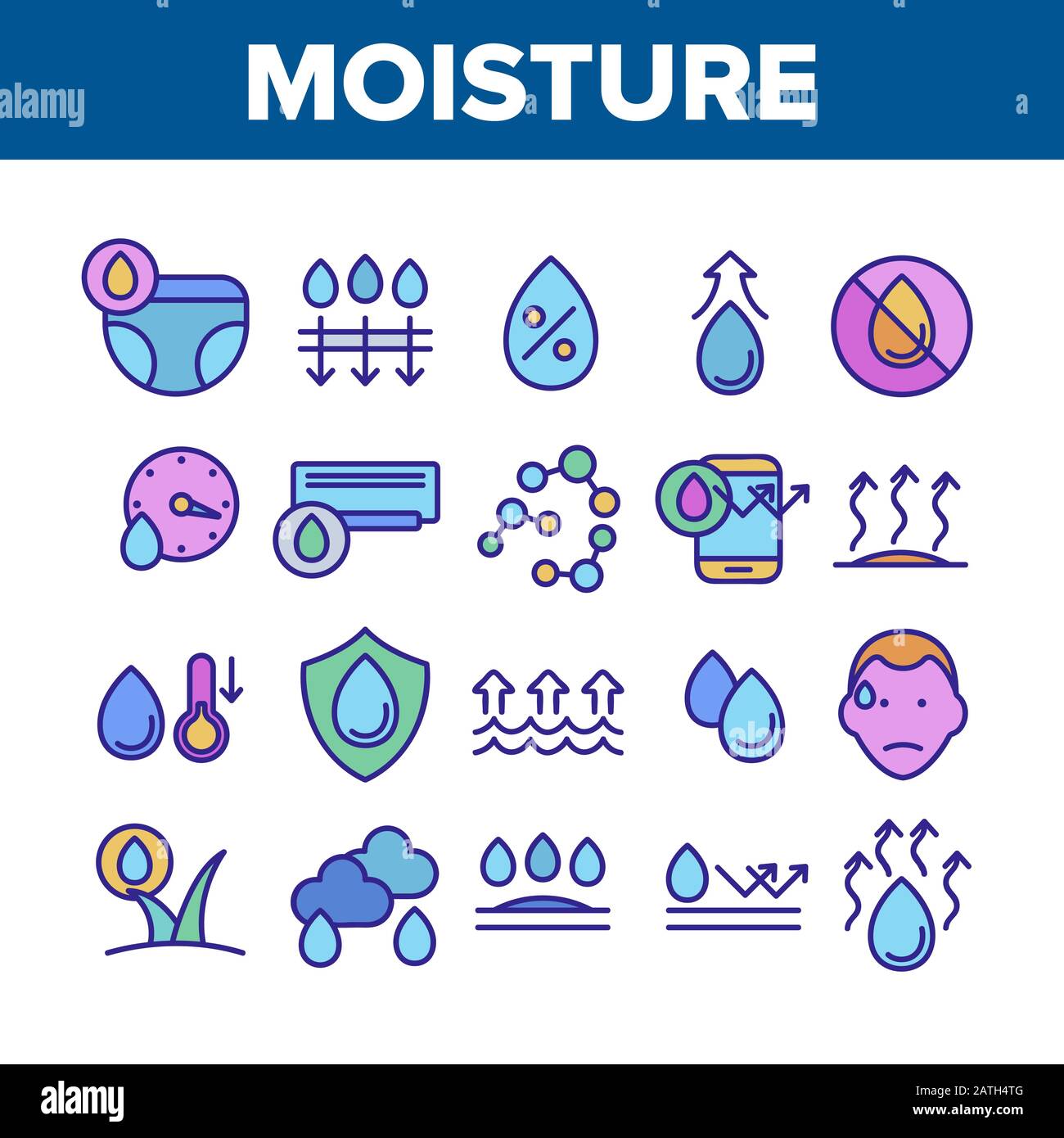 Moisture Water Drop Collection Icons Set Vector Stock Vector Image ...