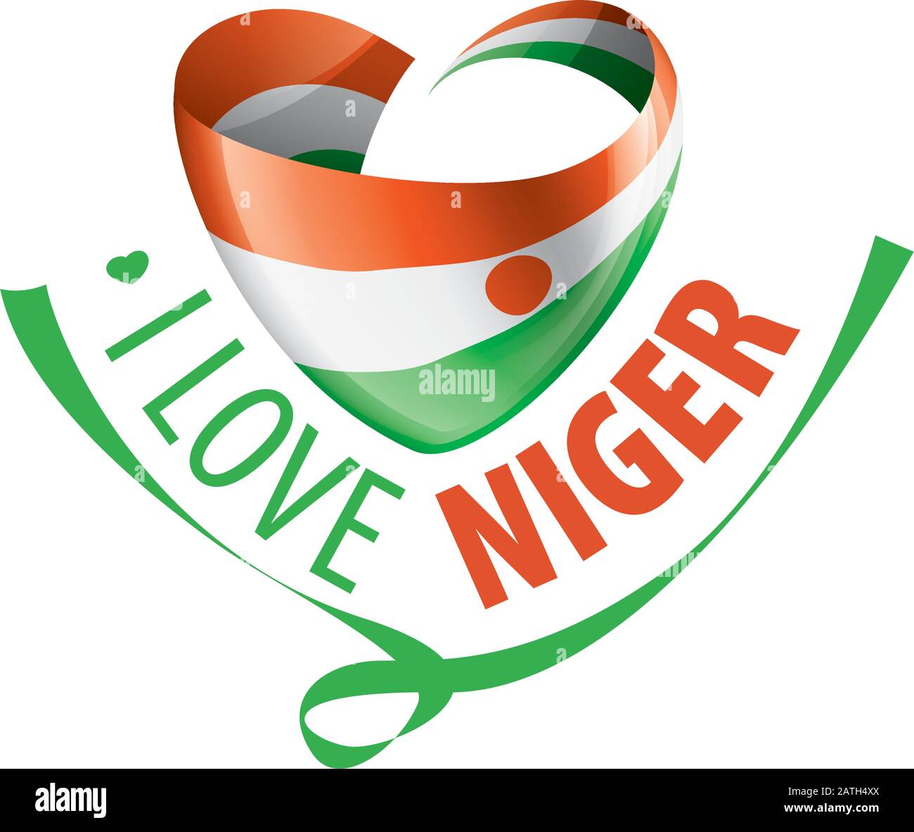 National flag of the Niger in the shape of a heart and the inscription ...