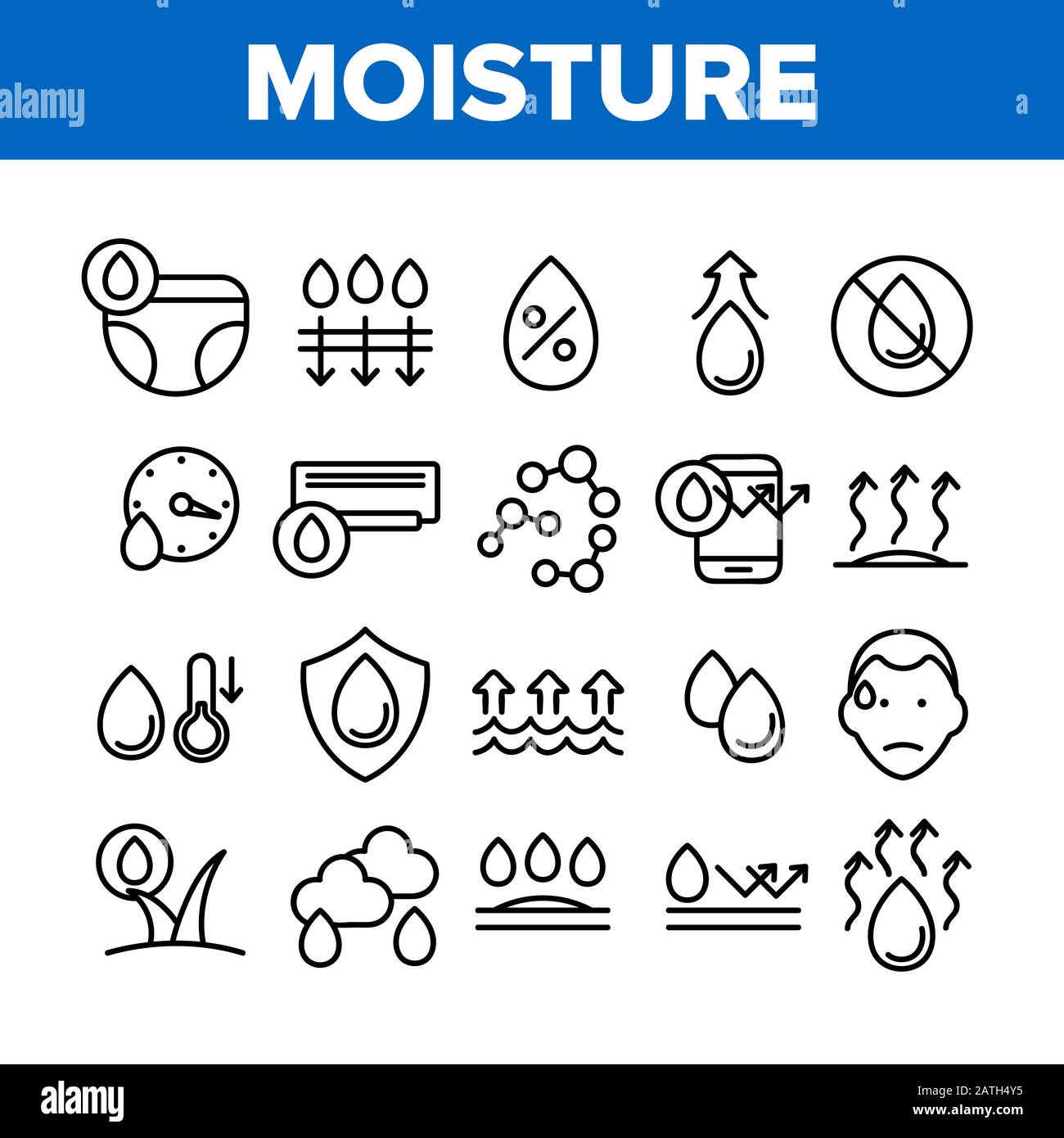 Moisture Water Drop Collection Icons Set Vector Stock Vector Image ...
