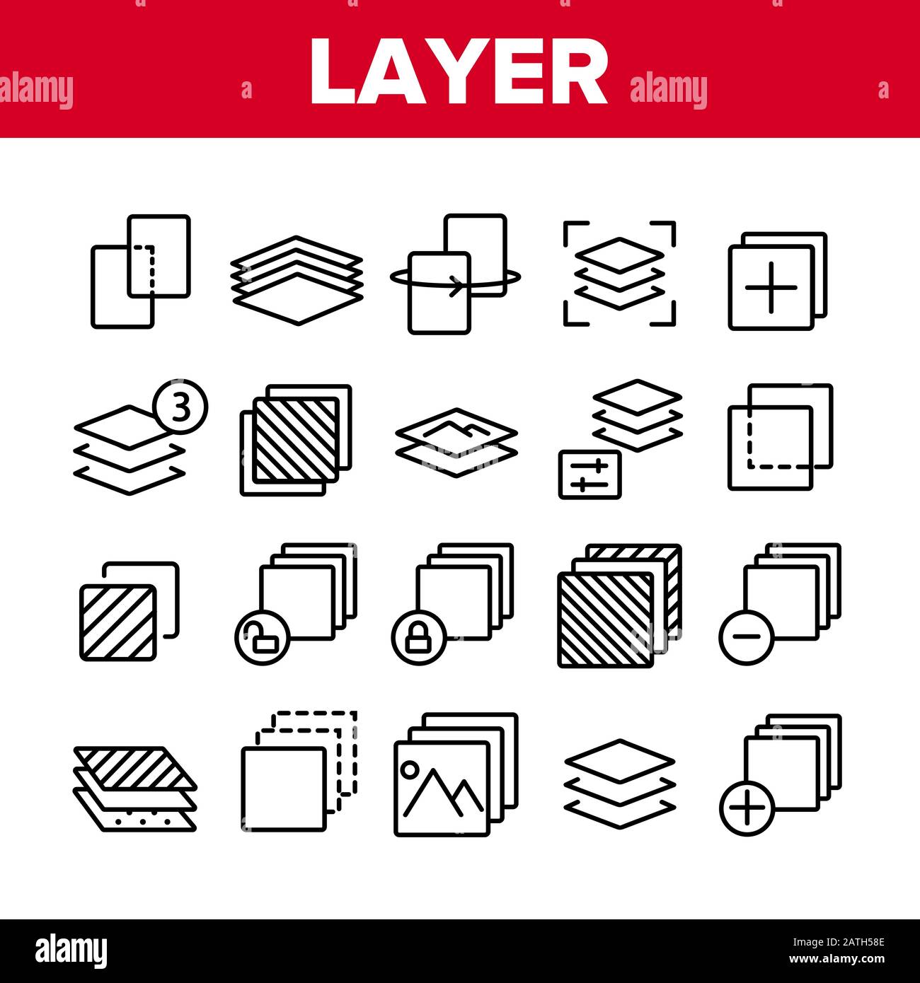Layer Protect Material Collection Icons Set Vector Stock Vector Image ...