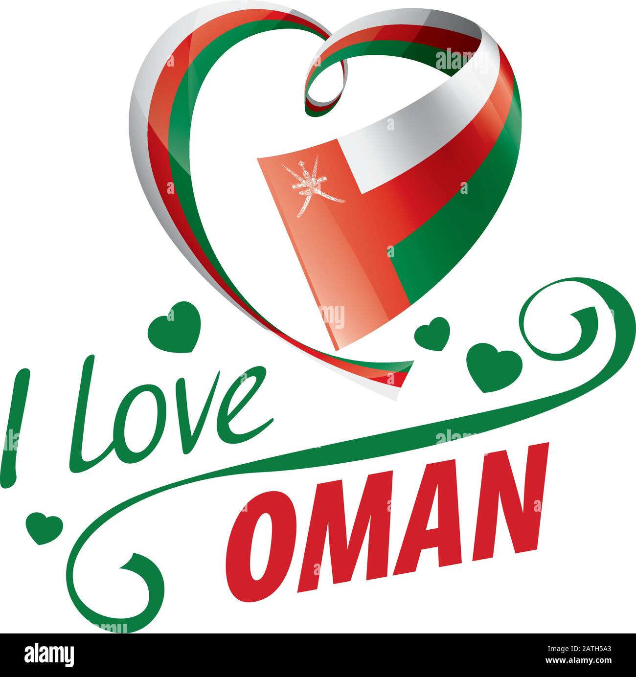 National flag of the Oman in the shape of a heart and the inscription I ...