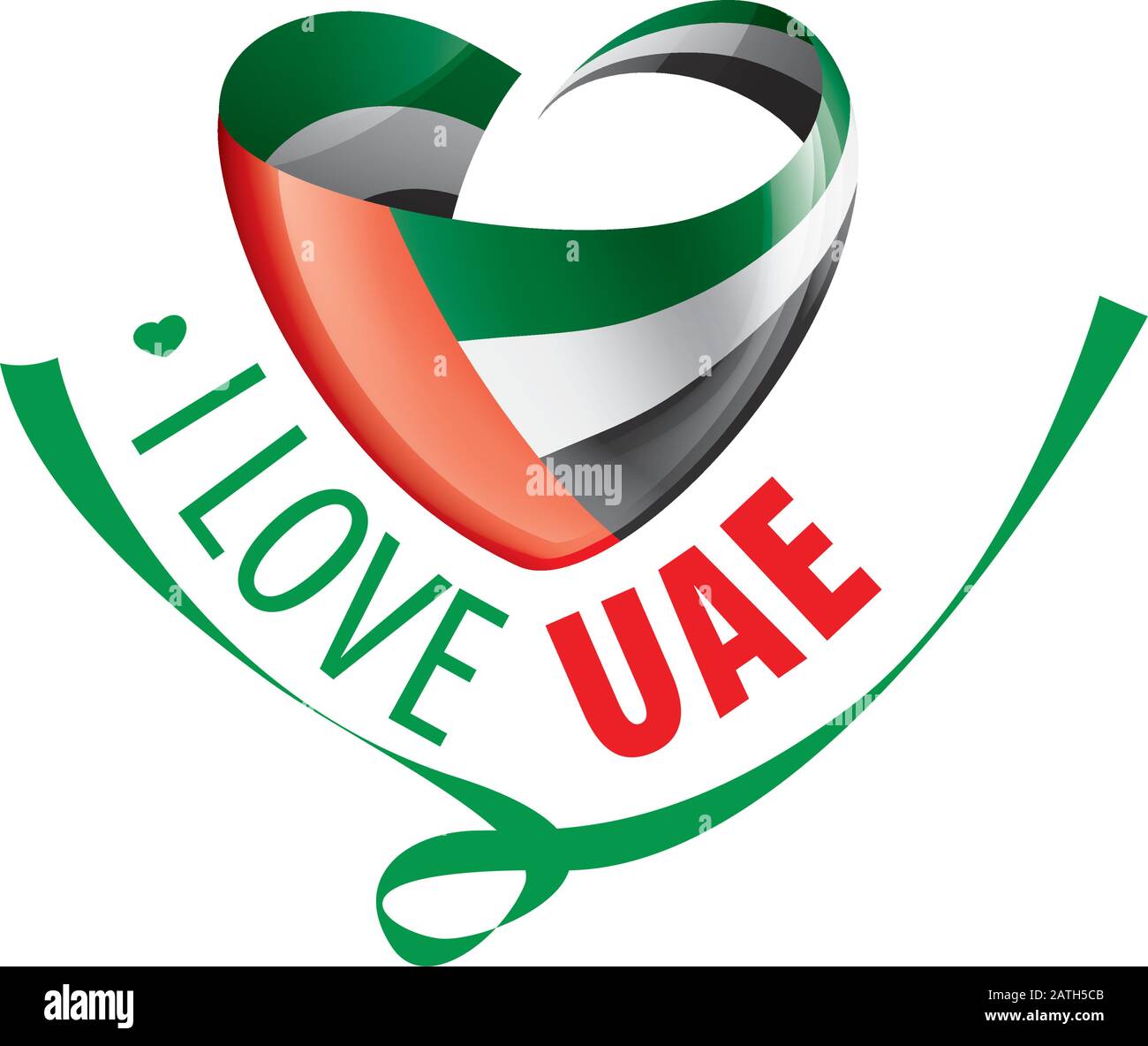 National flag of the United Arab Emirates in the shape of a heart and ...