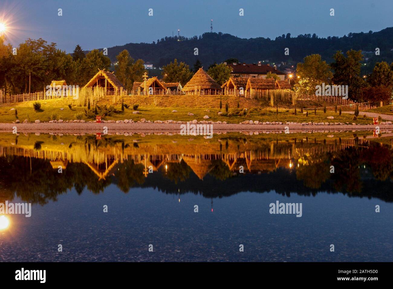 Replica of Neolithic settlement in Bosnia Stock Photo - Alamy