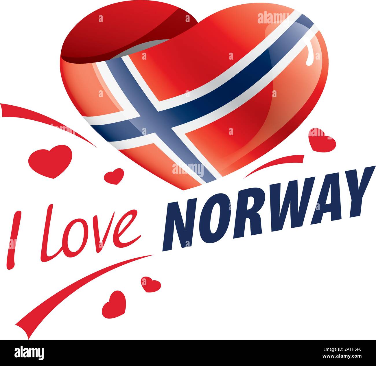 National flag of the Norway in the shape of a heart and the inscription ...