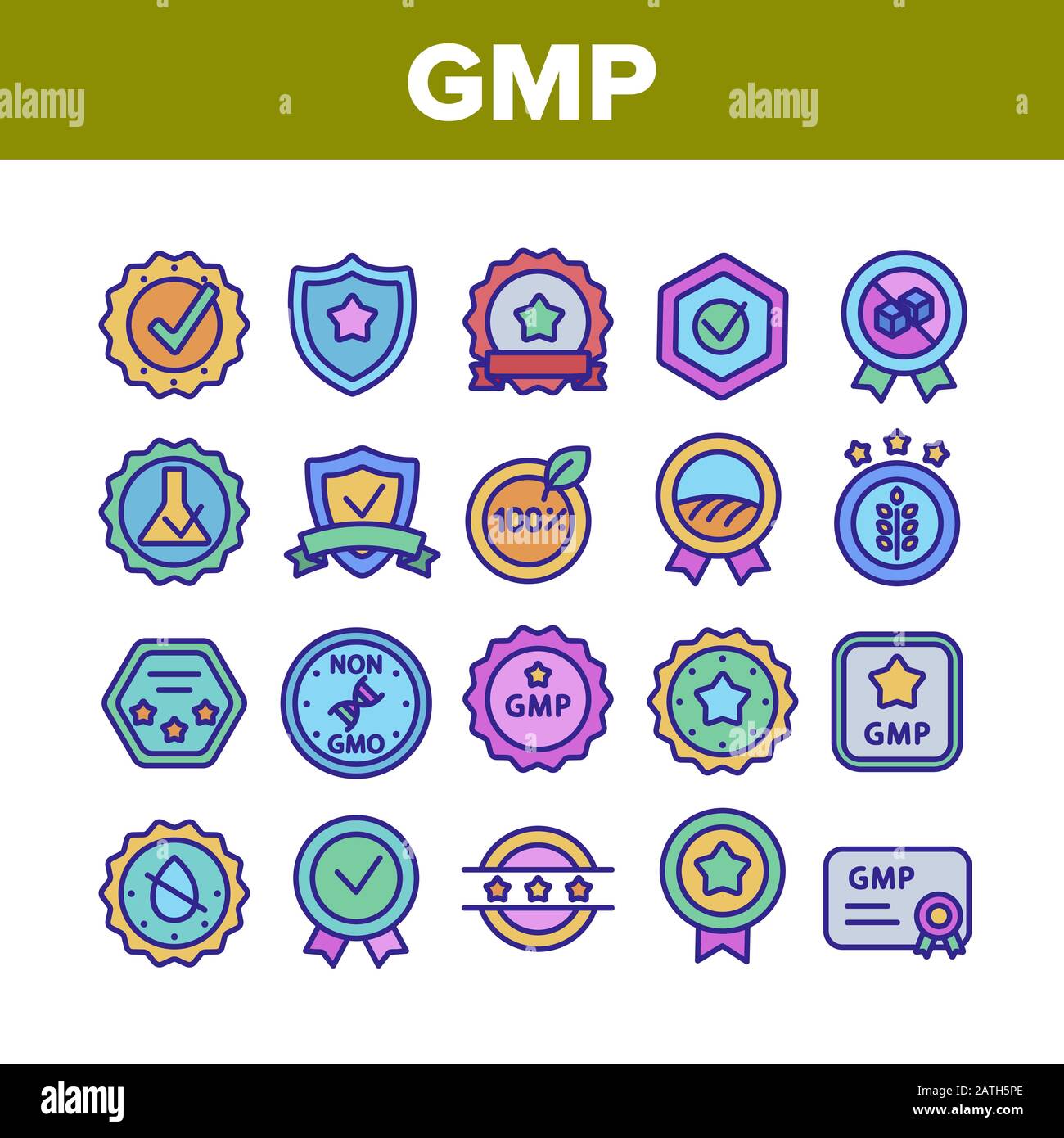 Gmp Certified Mark Collection Icons Set Vector Stock Vector Image & Art ...