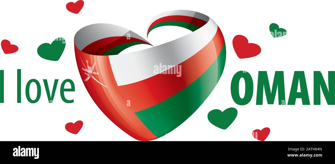National flag of the Oman in the shape of a heart and the inscription I ...