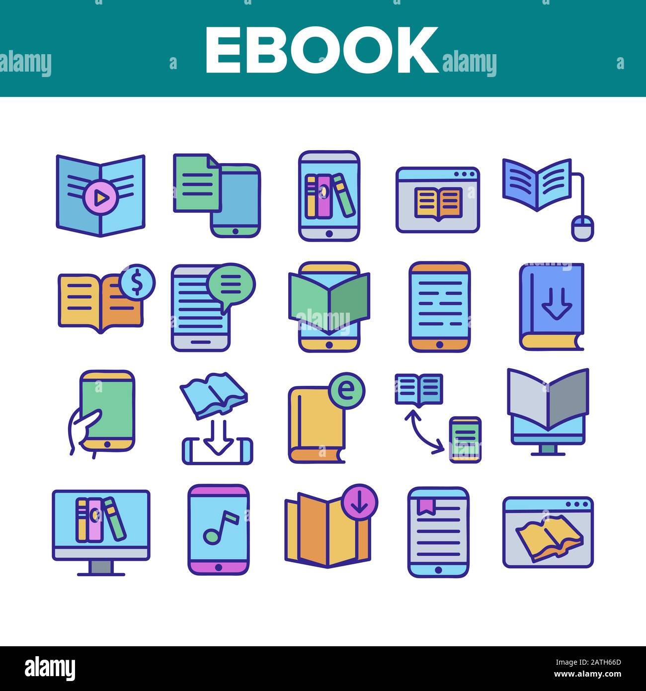 Ebook Electronic Tool Collection Icons Set Vector Stock Vector Image ...