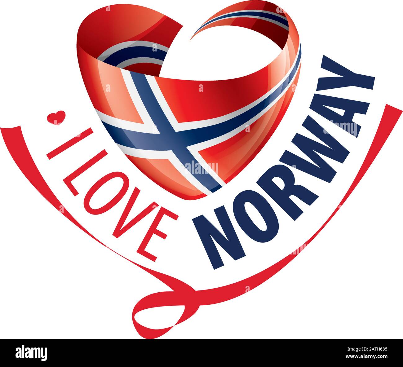 National flag of the Norway in the shape of a heart and the inscription ...