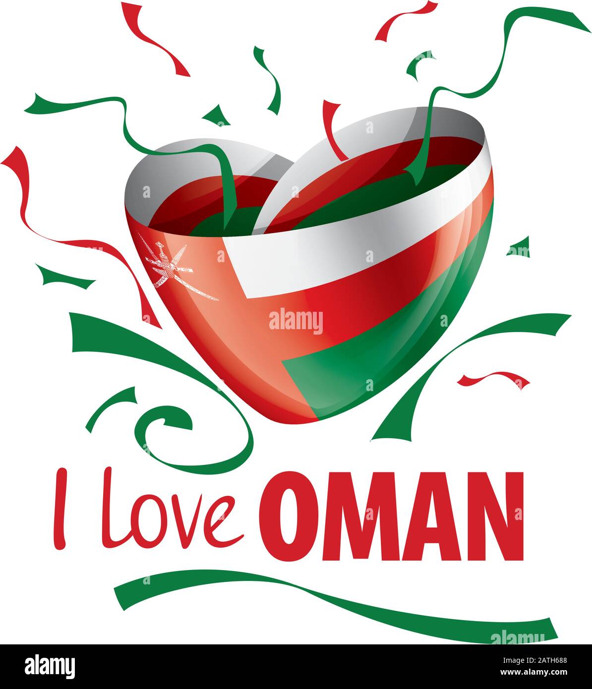 National flag of the Oman in the shape of a heart and the inscription I ...