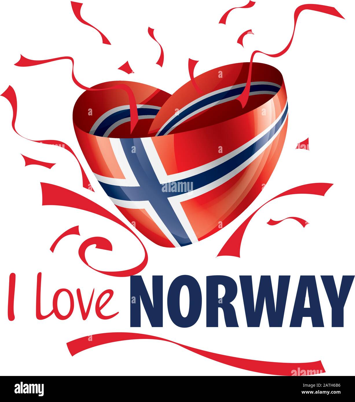 National flag of the Norway in the shape of a heart and the inscription ...