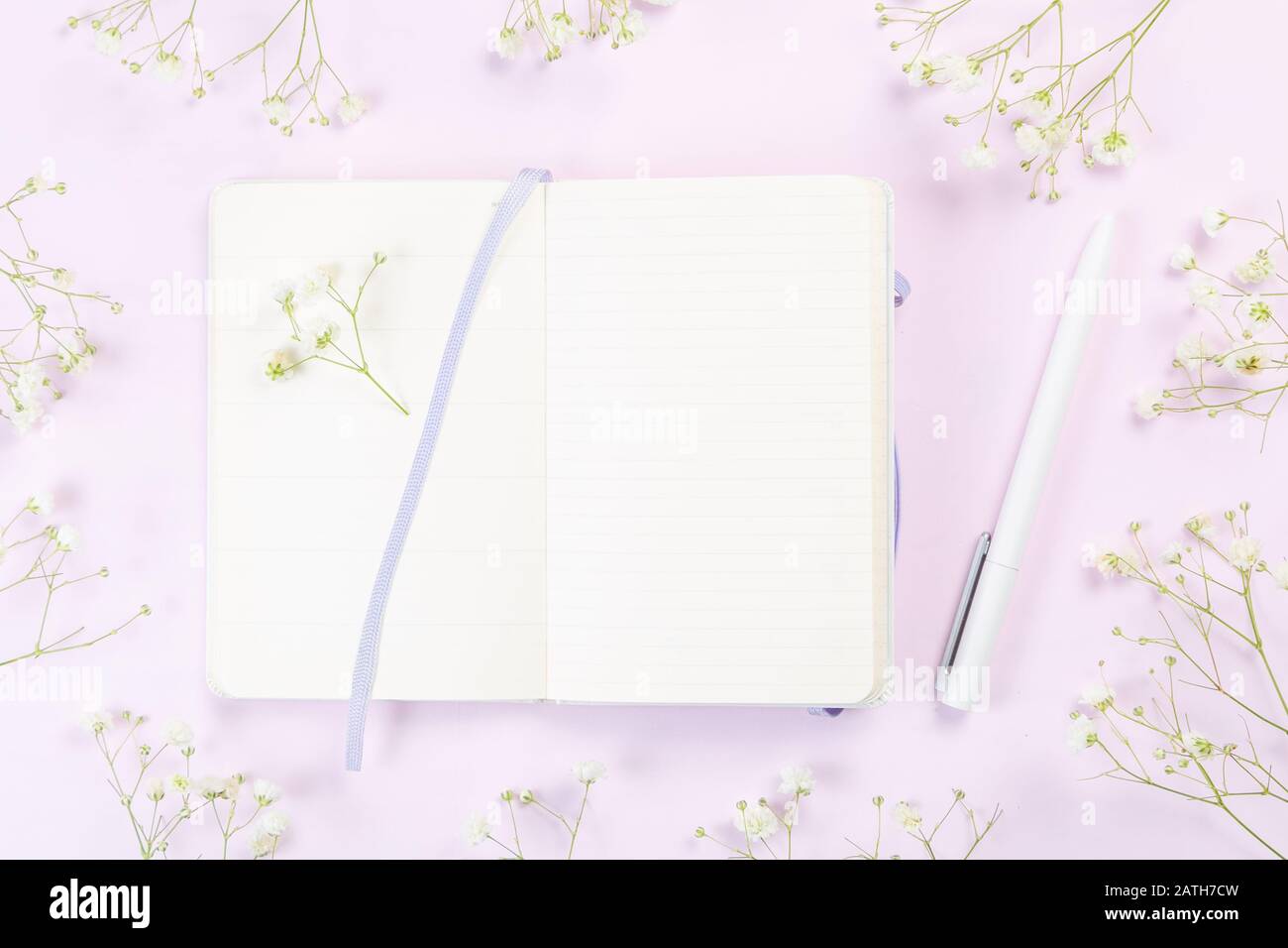 Good morning concept - coffee, flowers, notebook Stock Photo - Alamy